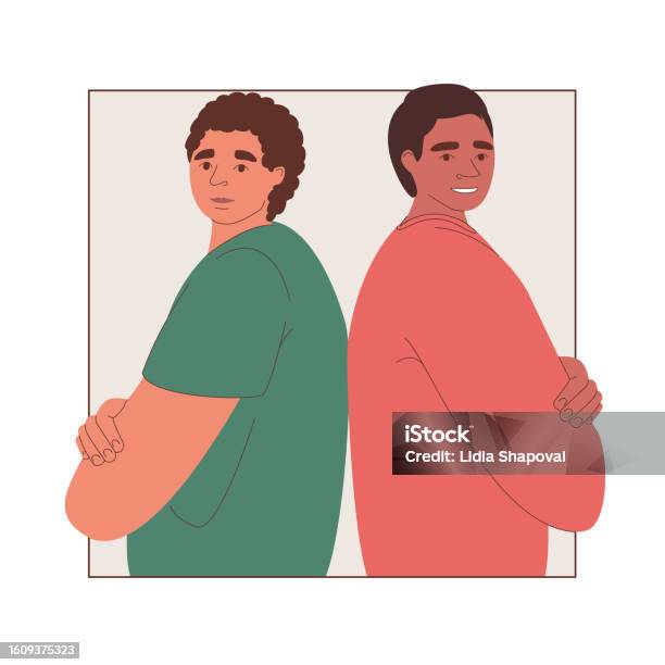Two Young Smiling Happy Men Friends Stock Illustration - Download Image ... Two Young Smiling Happy Men Friends Stock Illustration - Download Image ...