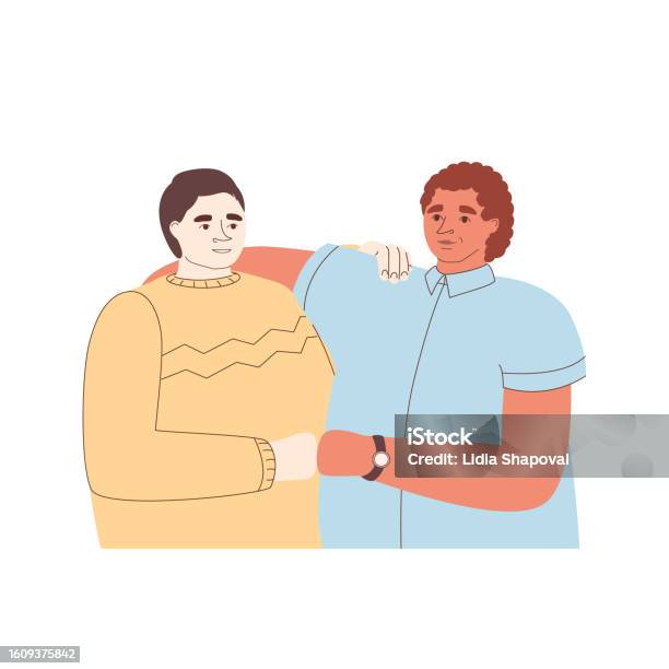 Two Young Smiling Happy Men Friends Stock Illustration - Download Image ... Two Young Smiling Happy Men Friends Stock Illustration - Download Image ...