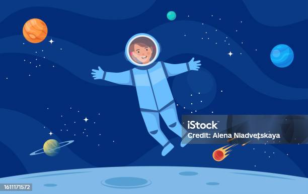 Personnage De Dessin Animé Dastronaute En Combinaison Spatiale Enfant