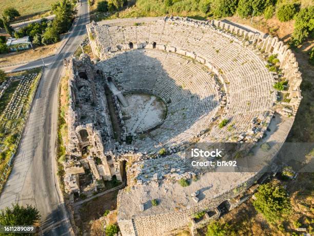 Aerial View Of Perge Amphitheatre And Ancient City In Antalya Turkiye ... Aerial View Of Perge Amphitheatre And Ancient City In Antalya Turkiye ...