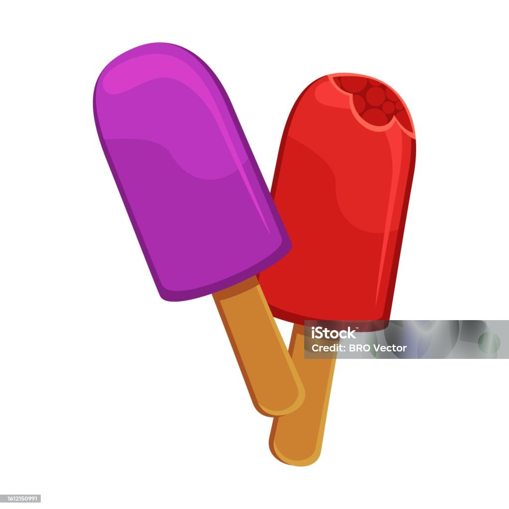 Cherry And Blueberry Ice Cream On A Stick Illustration Stock