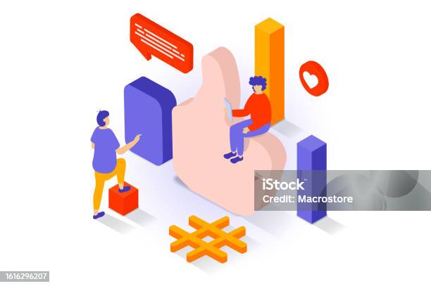 Konsep Media Sosial Dalam Desain Isometrik 3d Orangorang Berkomunikasi