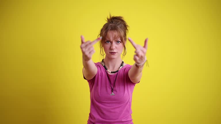 100 Young Woman Shows Middle Finger Stock Videos And Royalty Free Footage Istock