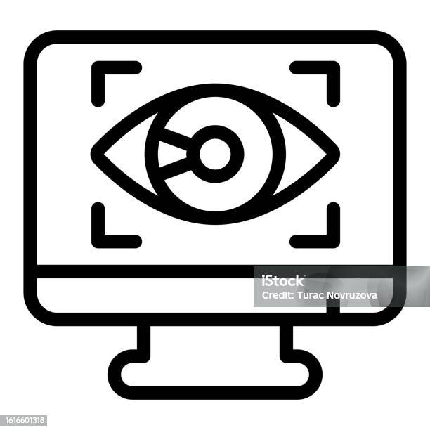Moniteur Avec Icône De Ligne Dœil Concept De Sécurité Web Symbole De