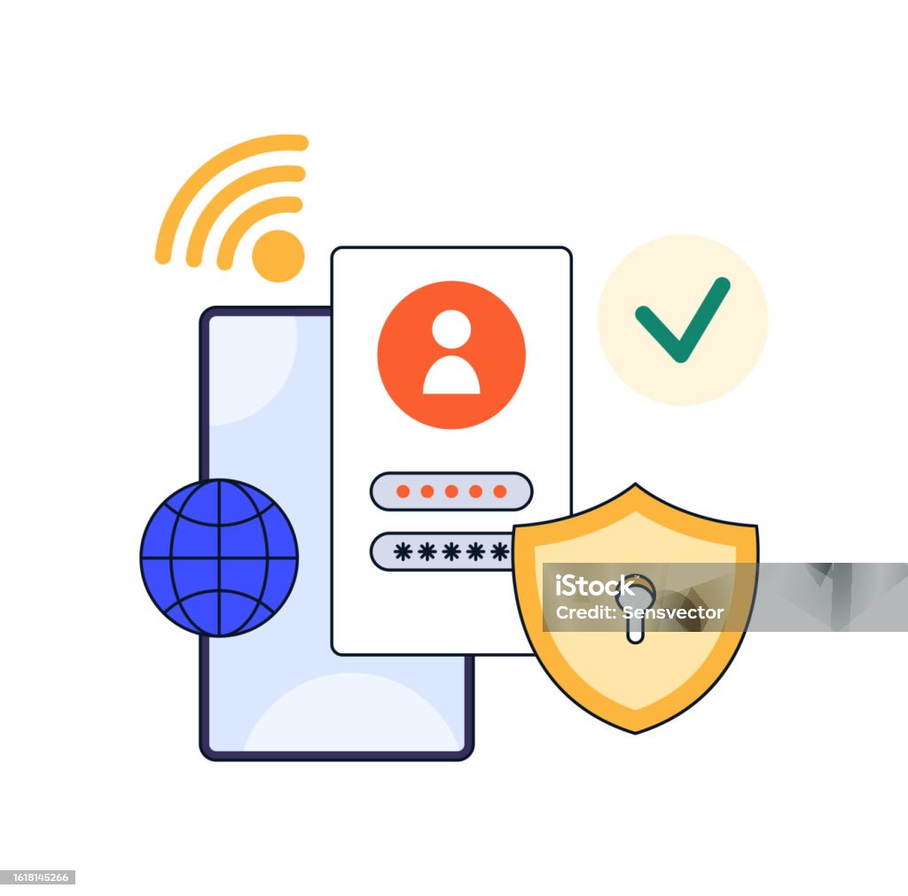 Securing Private Digital Data And Information Flat Cartoon Vector ... Securing Private Digital Data And Information Flat Cartoon Vector ...