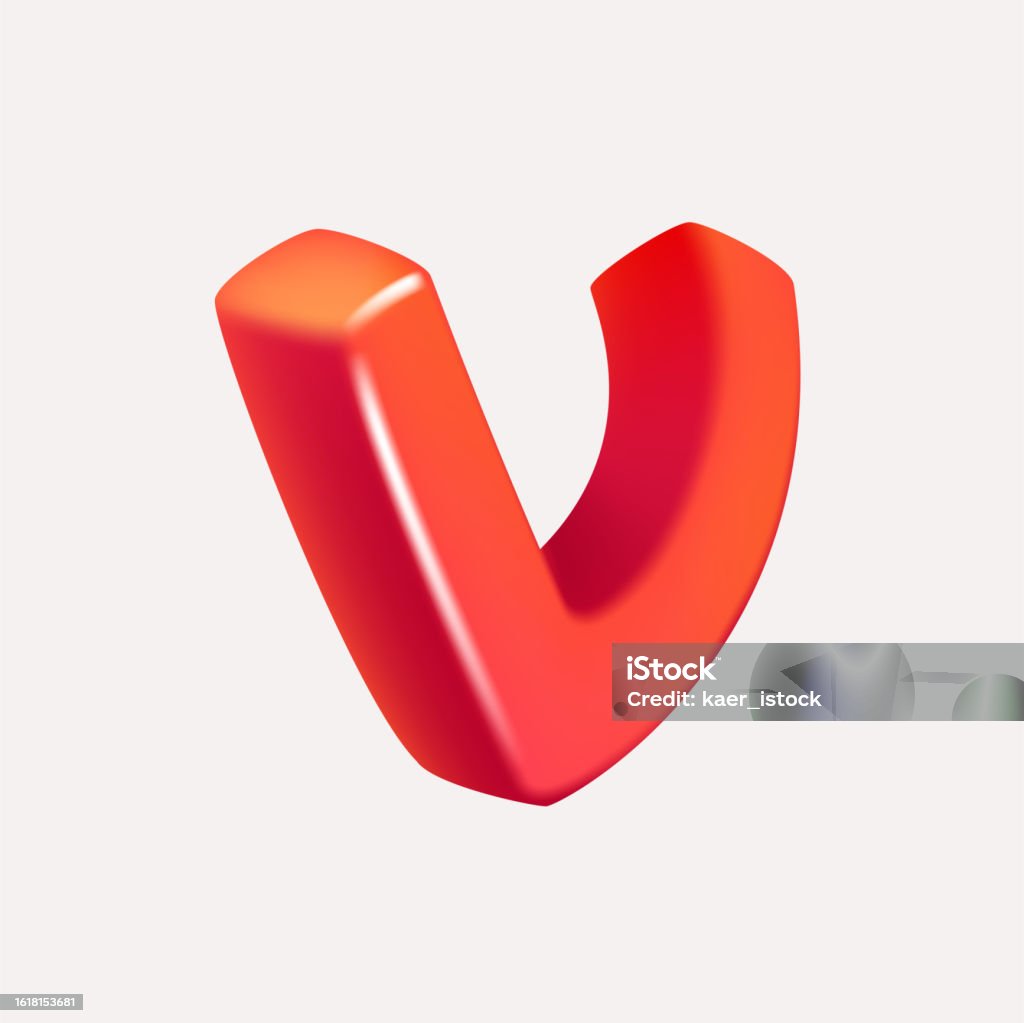 Rendu 3d Du Logo Lettre V Dans Un Style Cubique De Dessin Animé