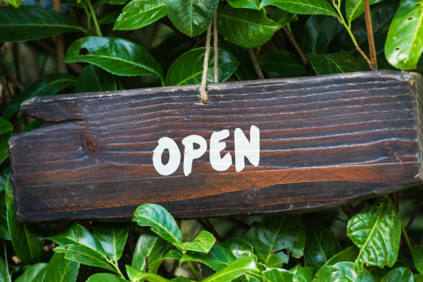 Free Stock Photo of Green Open Sign Hanging on Wooden Wall | Download ...