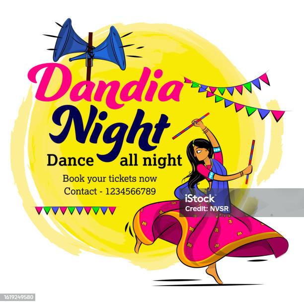 Illustration Vectorielle De La Carte Dinvitation Navratri Dandiya Night