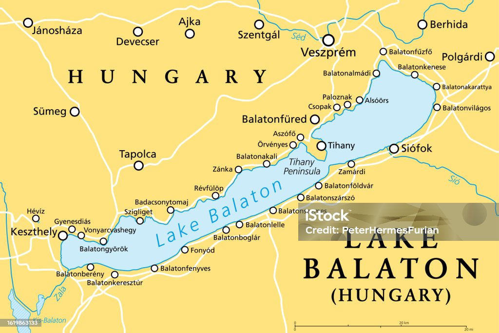 Lake Balaton In The Transdanubian Region Of Hungary Political Map Stock ... Lake Balaton In The Transdanubian Region Of Hungary Political Map Stock ...