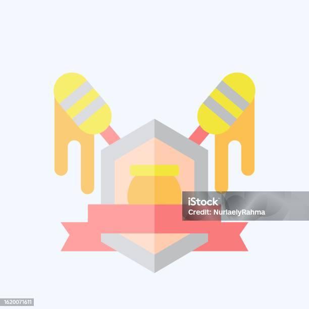 Lencana Ikon Terkait Dengan Simbol Apiary Gaya Datar Desain Sederhana