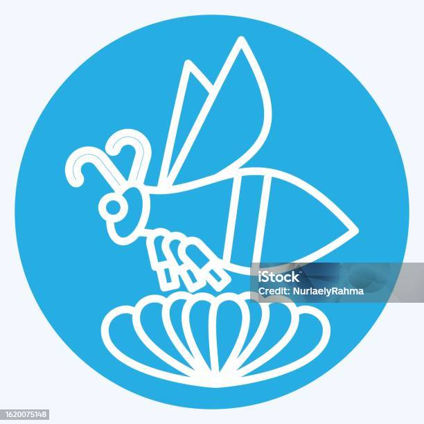 Icône Abeille Lié Au Symbole Du Rucher Style Yeux Bleus Conception
