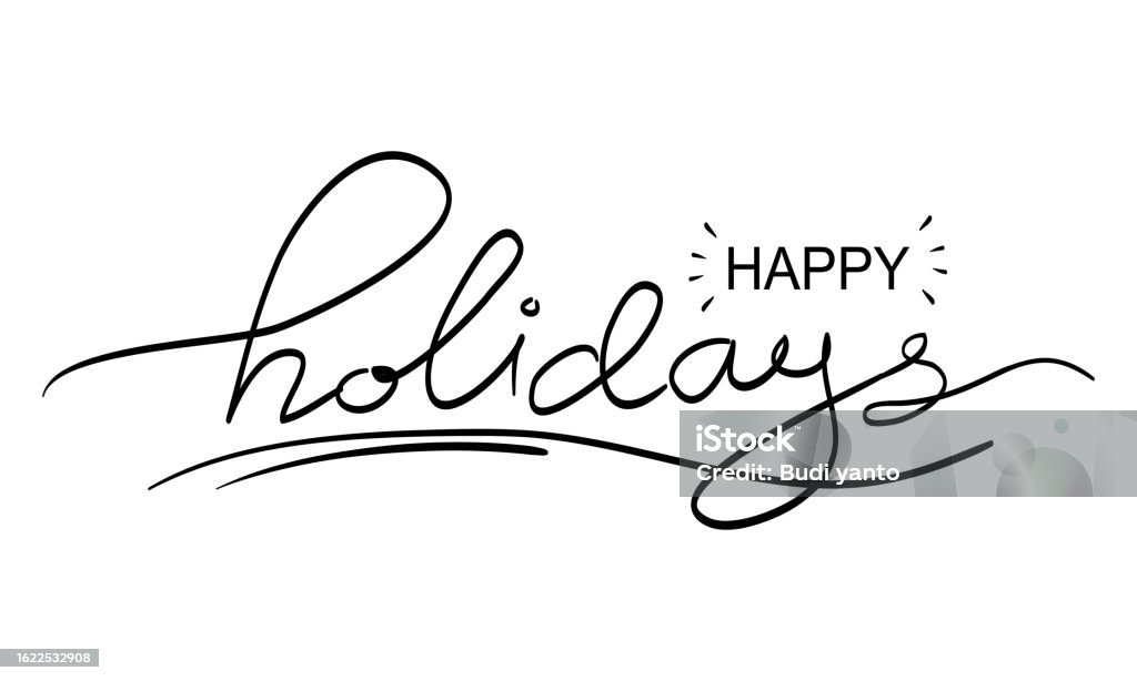 Happy Holidays Text Hand Lettering Calligraphy Stock Illustration