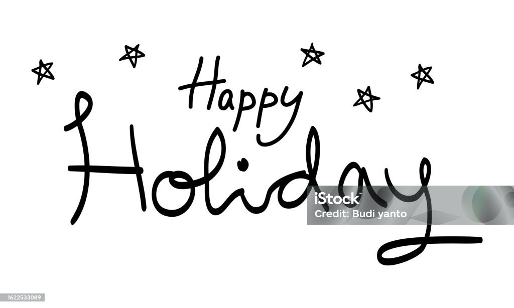 Happy Holidays Text Hand Lettering Calligraphy Use For Greeting Card