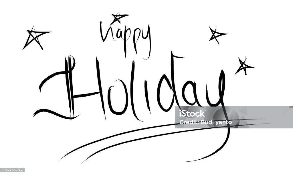 Happy Holidays Text Hand Lettering Calligraphy Use For Greeting Card