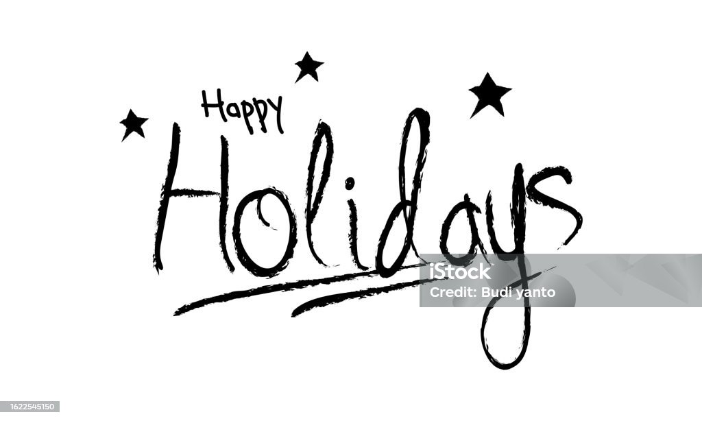 Happy Holidays Text Hand Lettering Calligraphy Use For Greeting Card