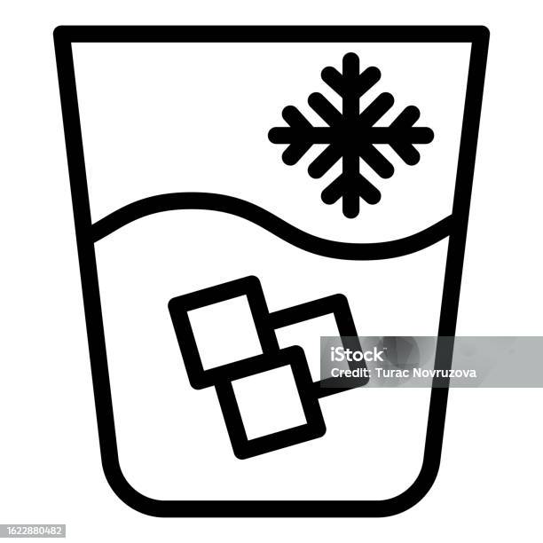 Icône De Ligne Deau Glacée Illustration Vectorielle Verre De Boisson