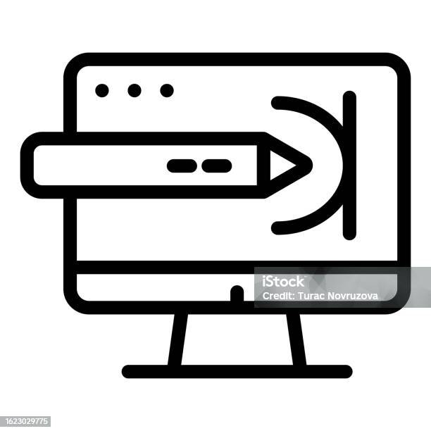 Écran Tactile Et Icône De Ligne De Stylet Illustration Vectorielle À