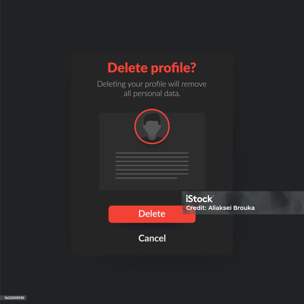 Delete Profile Account Form Dark Ui Design Stock Illustration ... Delete Profile Account Form Dark Ui Design Stock Illustration ...