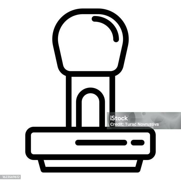 Rubber Stamp Line Icon Stamper Vector Illustration Isolated On White