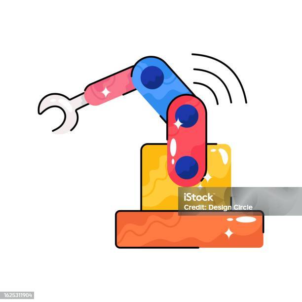 Smart Robotic Arm Doodle Vector Outline Sticker Eps 10 File Stock