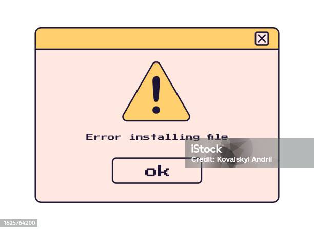 Error Installing File Window Old User Interface Windows Retro Browser And Error Message Vector