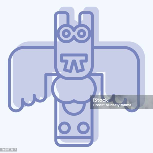 Totem Ikon Terkait Dengan Simbol Alaska Gaya Dua Nada Desain Sederhana