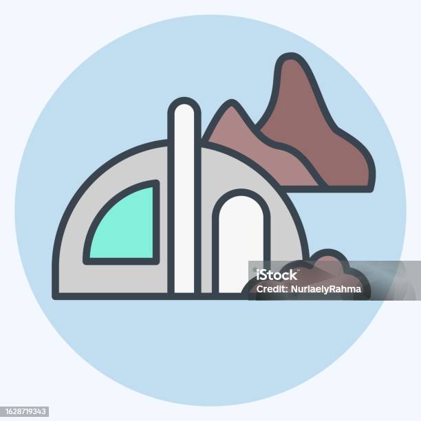 Ikon Berkemah Terkait Dengan Simbol Alaska Gaya Pasangan Warna Desain