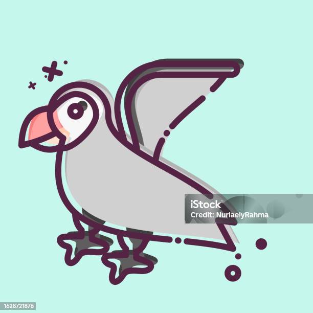 Ikon Puffin Terkait Dengan Simbol Alaska Gaya Mbe Desain Sederhana