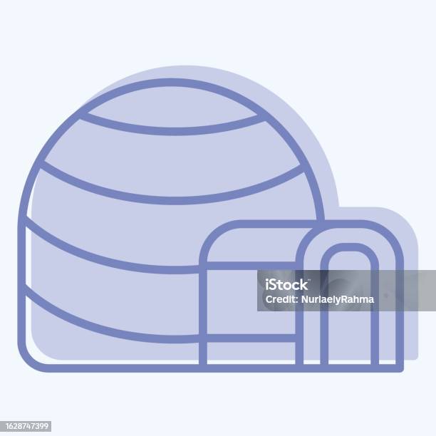 Ikon Igloo Terkait Dengan Simbol Alaska Gaya Dua Nada Desain Sederhana