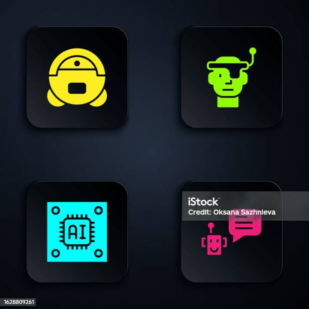 Set Bot Robot Vacuum Cleaner Processor With Microcircuits Cpu And Smart