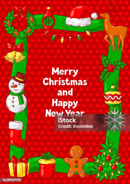 Kartu Ucapan Selamat Natal Ilustrasi Liburan Dalam Gaya Kartun