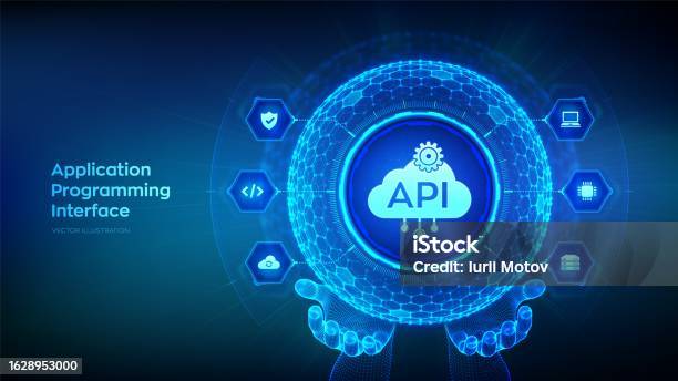 Api Application Programming Interface In The Shape Of Sphere With Hexagon Grid Pattern In