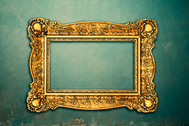 Free picture: Empty gold frame hanging on wall in background with rose ...