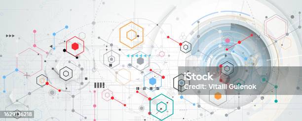 Teknologi Desain Banner Dengan Latar Belakang Abstrak Segi Enam