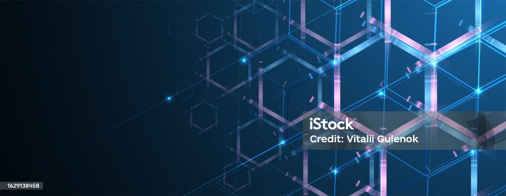 Teknologi Desain Banner Dengan Latar Belakang Abstrak Segi Enam