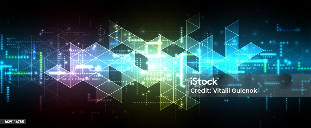 Teknologi Desain Banner Dengan Latar Belakang Abstrak Segi Enam