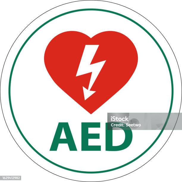 Floor Sign Aed With Defib Heart Red Border Floor Sign Stock Illustration Download Image Now
