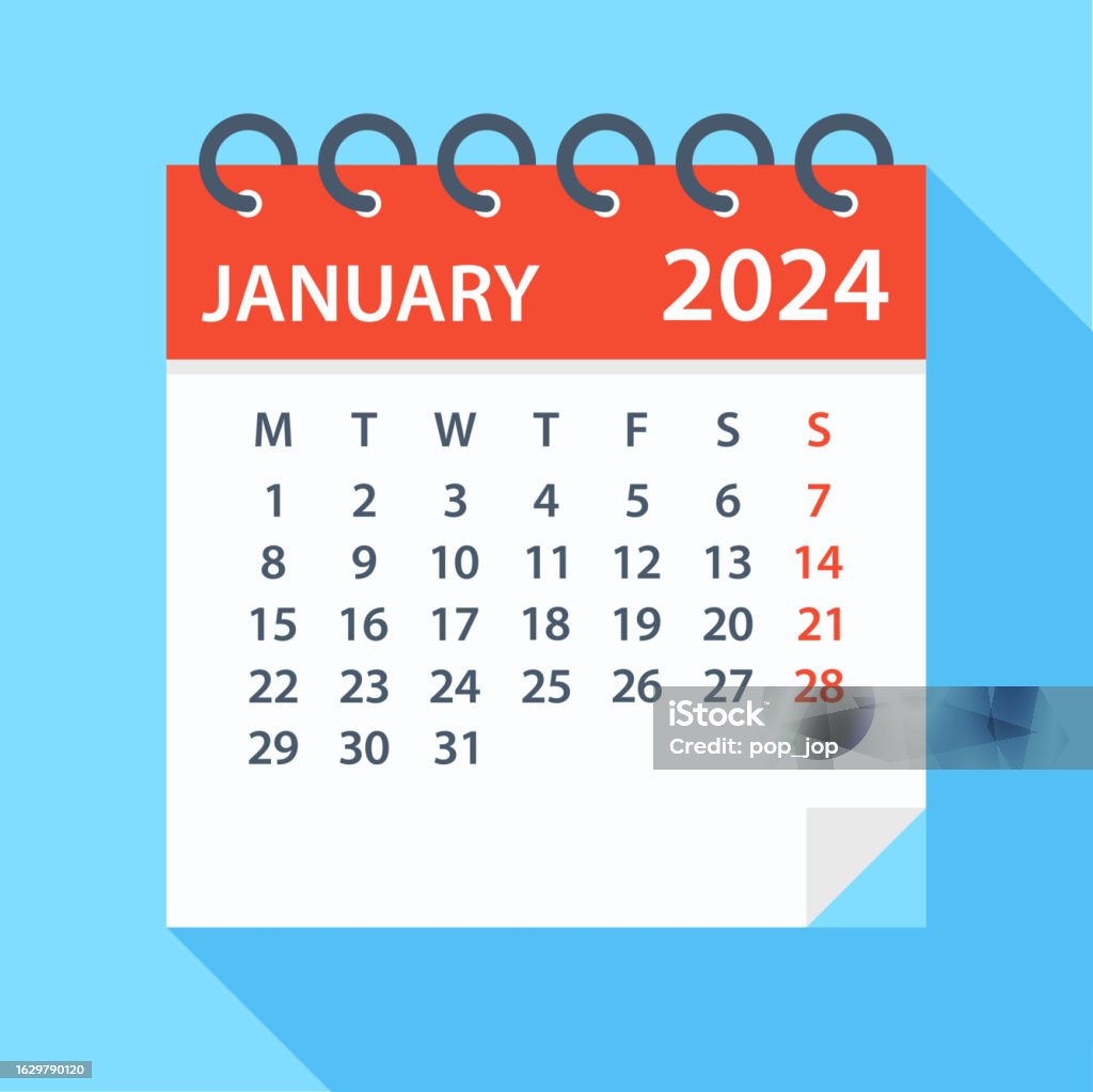January 2024 Calendar Week Starts On Monday Stock Illustration ... January 2024 Calendar Week Starts On Monday Stock Illustration ...