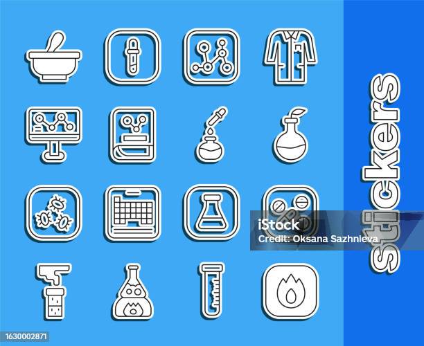 Set Garis Api Api Obat Pil Atau Tablet Pemuliaan Tanaman Formula Kimia