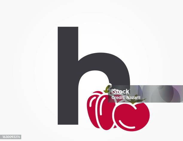 Lettre Minuscule H Avec Poivron Et Tomate Symbole Du Logo De Lalphabet