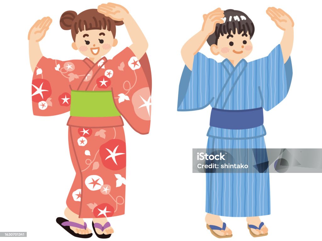 浴衣を着て盆踊りをする子どもたち夏祭り お盆のベクターアート素材や画像を多数ご用意 お盆 イラストレーション ティーンエイジャー