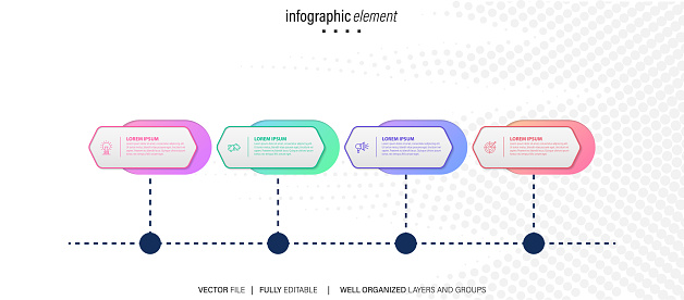 Vector Infographic Concevoir Modèle Dentreprise Avec Des Icônes Et 4