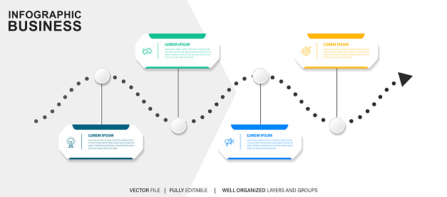 Vector Infographic Concevoir Modèle Dentreprise Avec Des Icônes Et 4