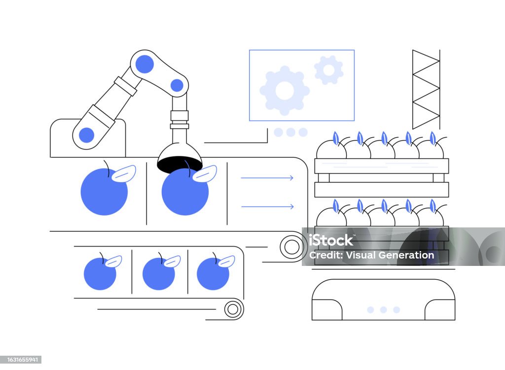 Sorting And Packing Robots Isolated Cartoon Vector Illustrations Stock