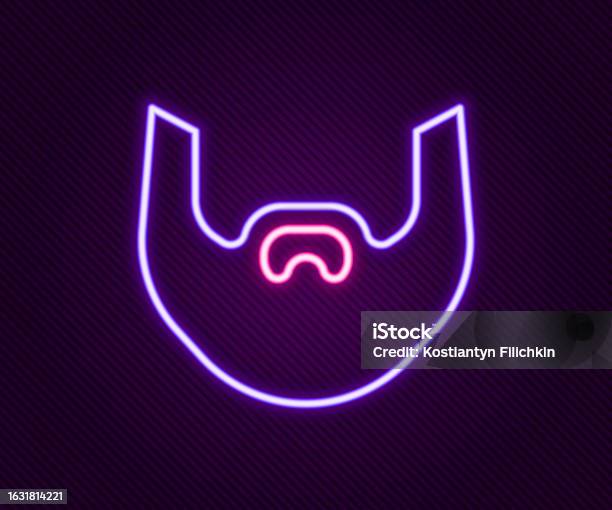 Ligne Néon Brillante Moustache Et Icône De Barbe Isolée Sur Fond Noir