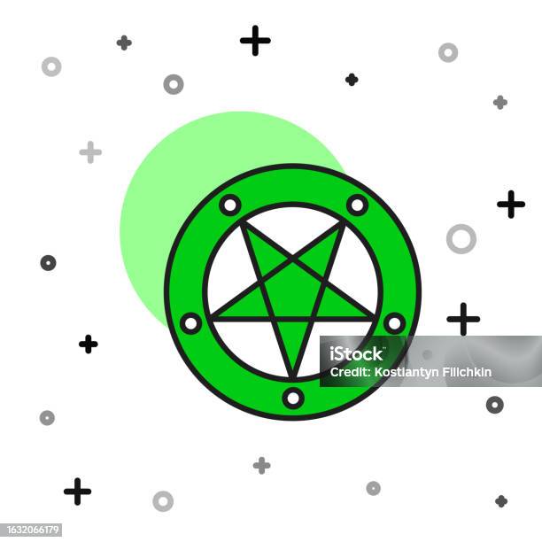 Contour Rempli Pentagramme Dans Une Icône De Cercle Isolée Sur Fond
