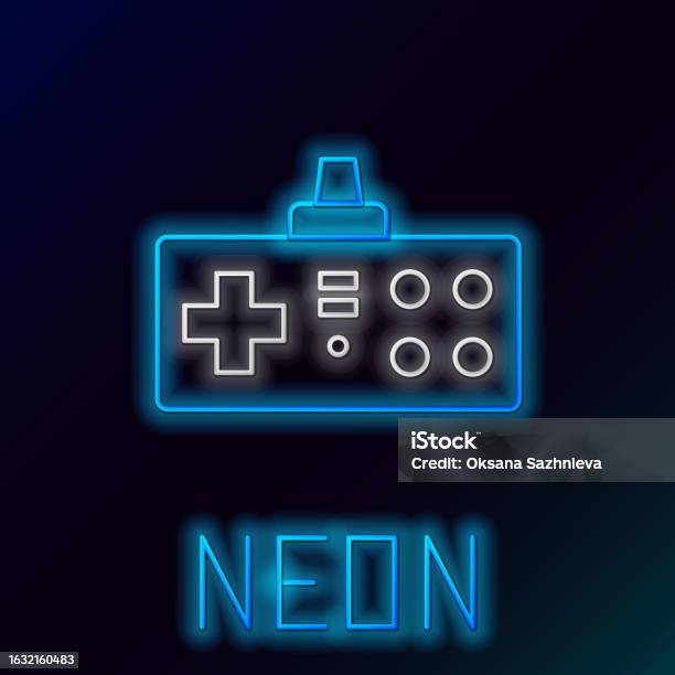 Vetores De Linha Neon Brilhante Ícone Gamepad Isolado No Fundo Preto