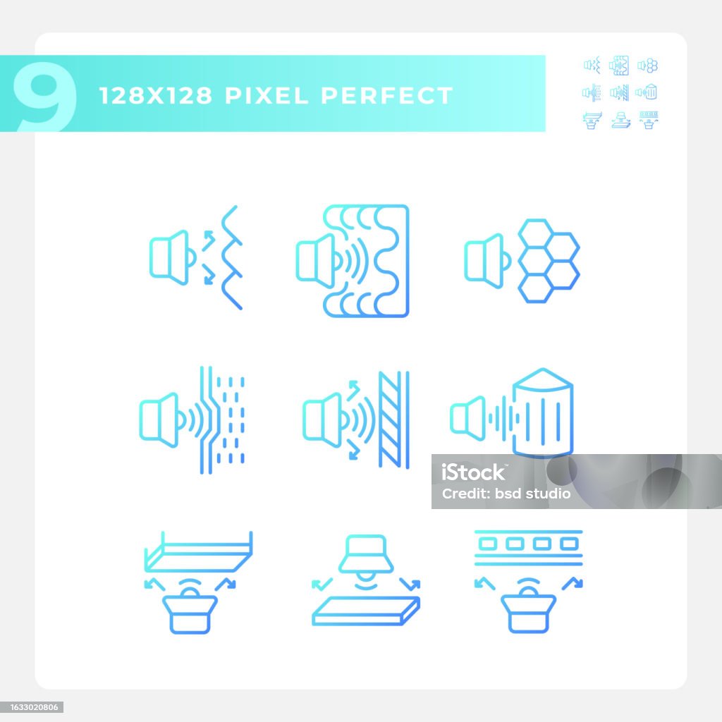 Set Of Pixel Perfect Gradient Soundproofing Icons Stock Illustration ... Set Of Pixel Perfect Gradient Soundproofing Icons Stock Illustration ...