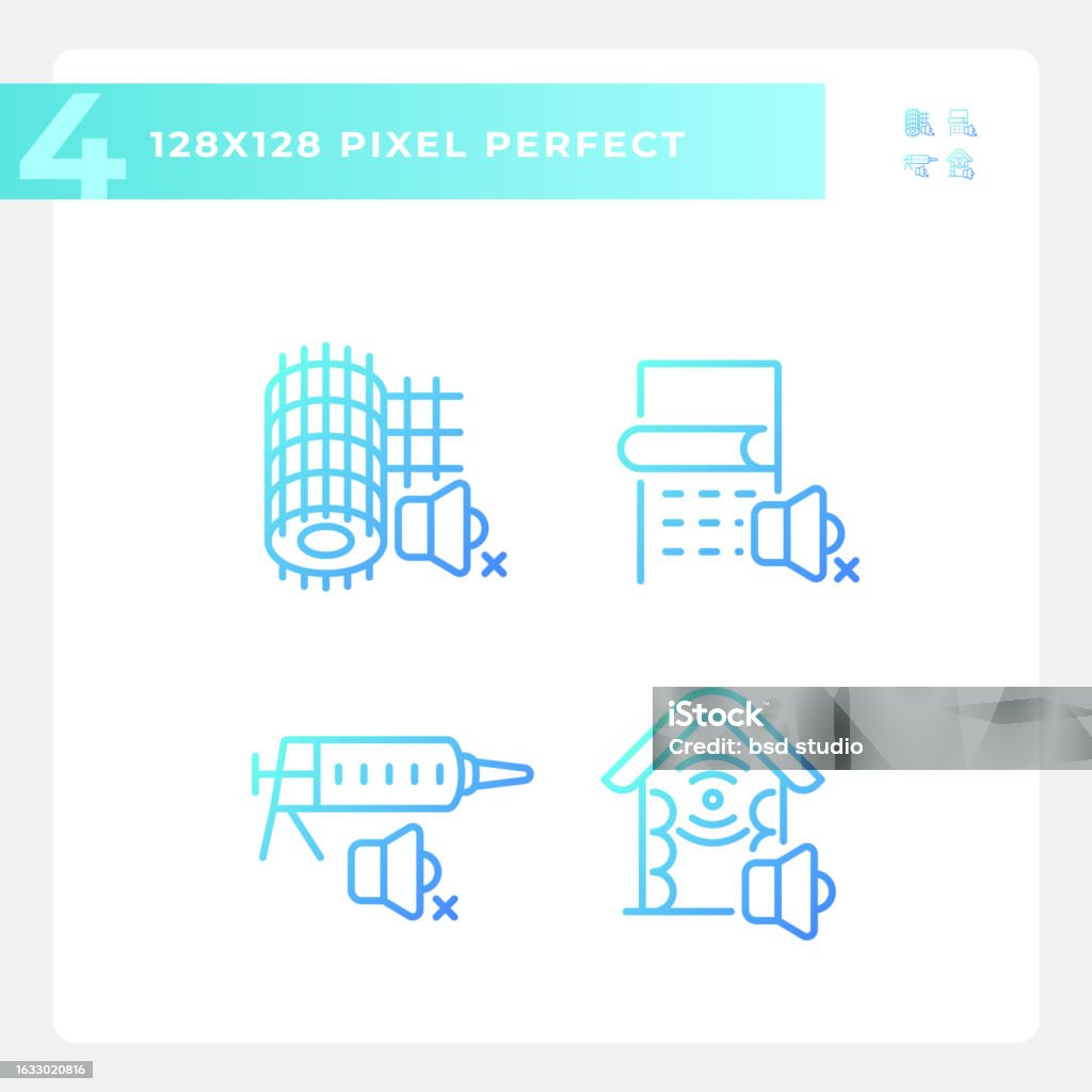 Pixel Perfect Soundproofing Gradient Icons Pack Stock Illustration ... Pixel Perfect Soundproofing Gradient Icons Pack Stock Illustration ...
