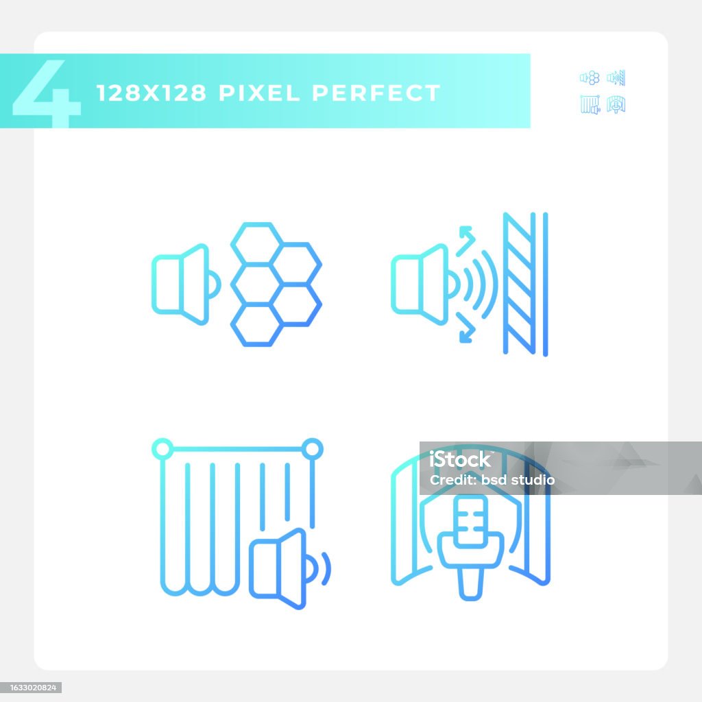 Pixel Perfect Gradient Soundproofing Linear Icons Set Stock ... Pixel Perfect Gradient Soundproofing Linear Icons Set Stock ...